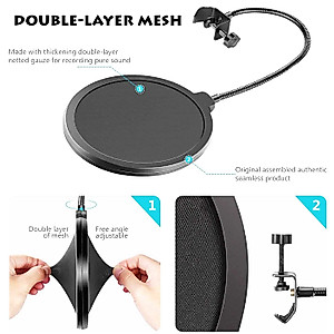 HYPERX Latest Quadcast USB Condenser Microphone Bundled with GalliumPi Popfilter Accessories