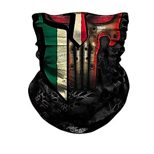 DHSOU 7Pcs Mexican Headwear Bandana Head Wrap Face Scarf Mask Outdoor Neck Warmer Balaclava Skeleton Mexico Flag