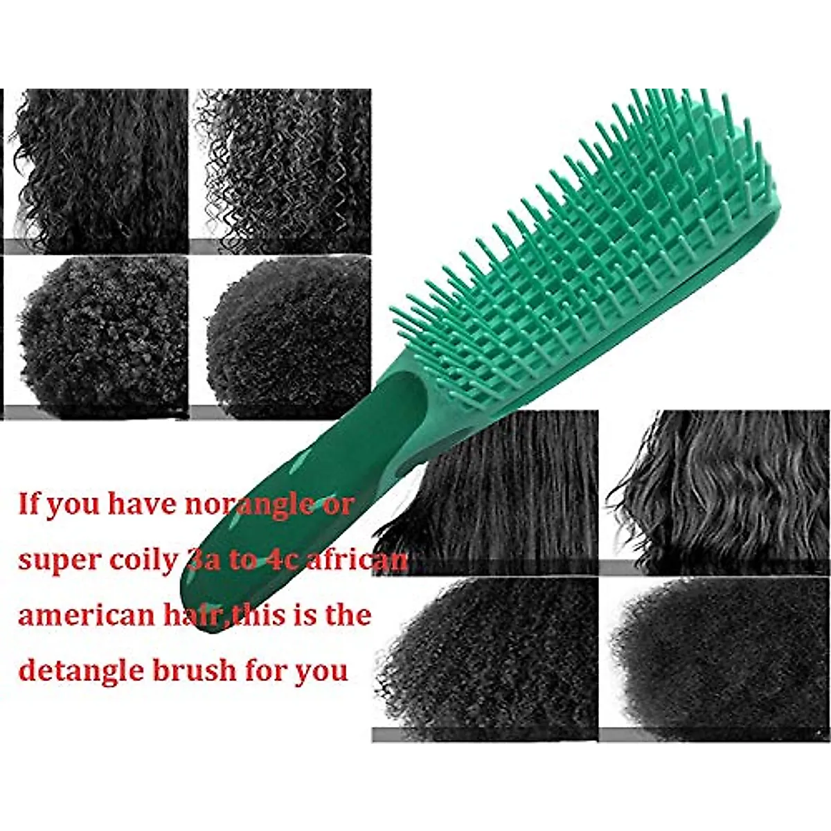 Detangling Hair Brush for Thick Hair,African American Hair Brush for Women Detangler Brush for Curly Hair,Natural Black Hair,3a/4b/4c Hair and Fine Hair for Kids and Women(Green)