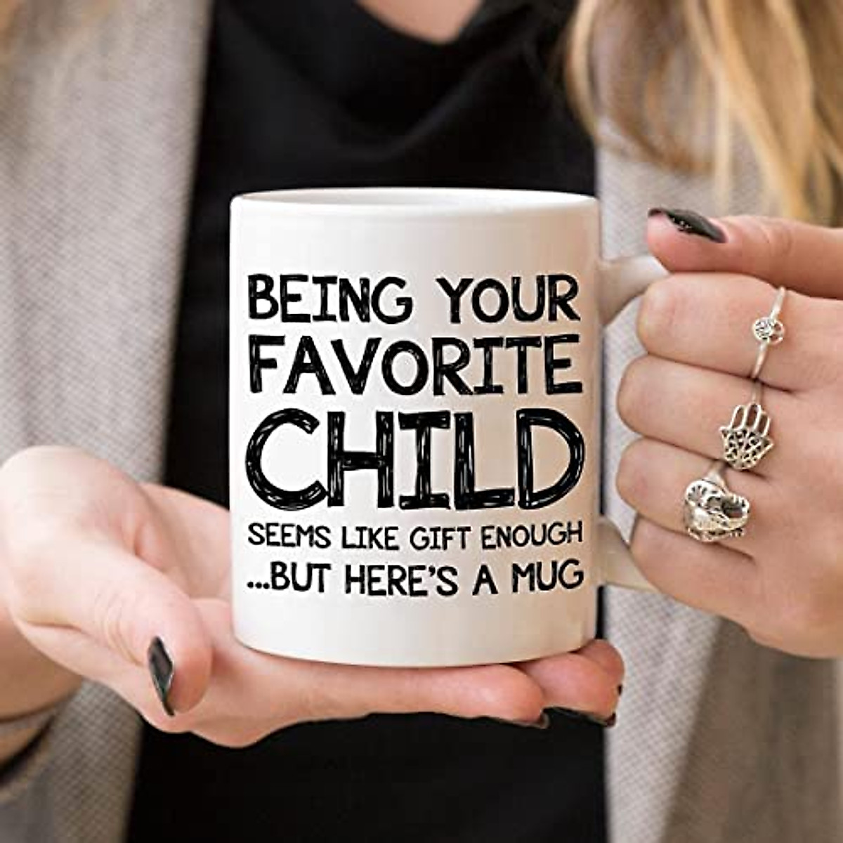 Generic Funny Coffee Mug Being Your Favorite Child Best Mom & Dad Christmas Gifts Unique Gag Xmas Gifts from Daughter, Son, Kids Parents Bday Present Idea Fun Novelty Cup for Men, Women