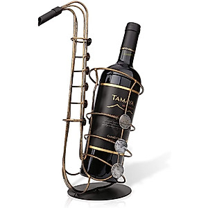 Tooarts Saxophone Free StandingTabletop Wine Racks, Creative Metal Wine Bottle Holder, Collectible Figurines Wine Shelf Gifts for Wine Lovers, Home Interior Kitchen Bar Decorations