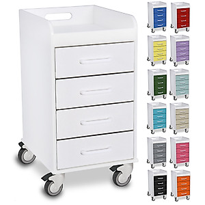 TrippNT 51146 Polyethylene Compact 4 Drawer Locking Cart, 14 3/8" Width x 27 7/8" Height x 18 3/8" Depth, Black