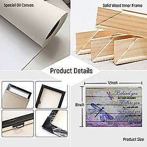 Purple Dragonfly Gifts for Women, Inspirational Quotes Canvas Wall Art for Office Apartment Bedroom Rustic Dragonfly Lotus Motivational Wall Decor Paintings Artwork for Home, Ready to Hang 12"X8"