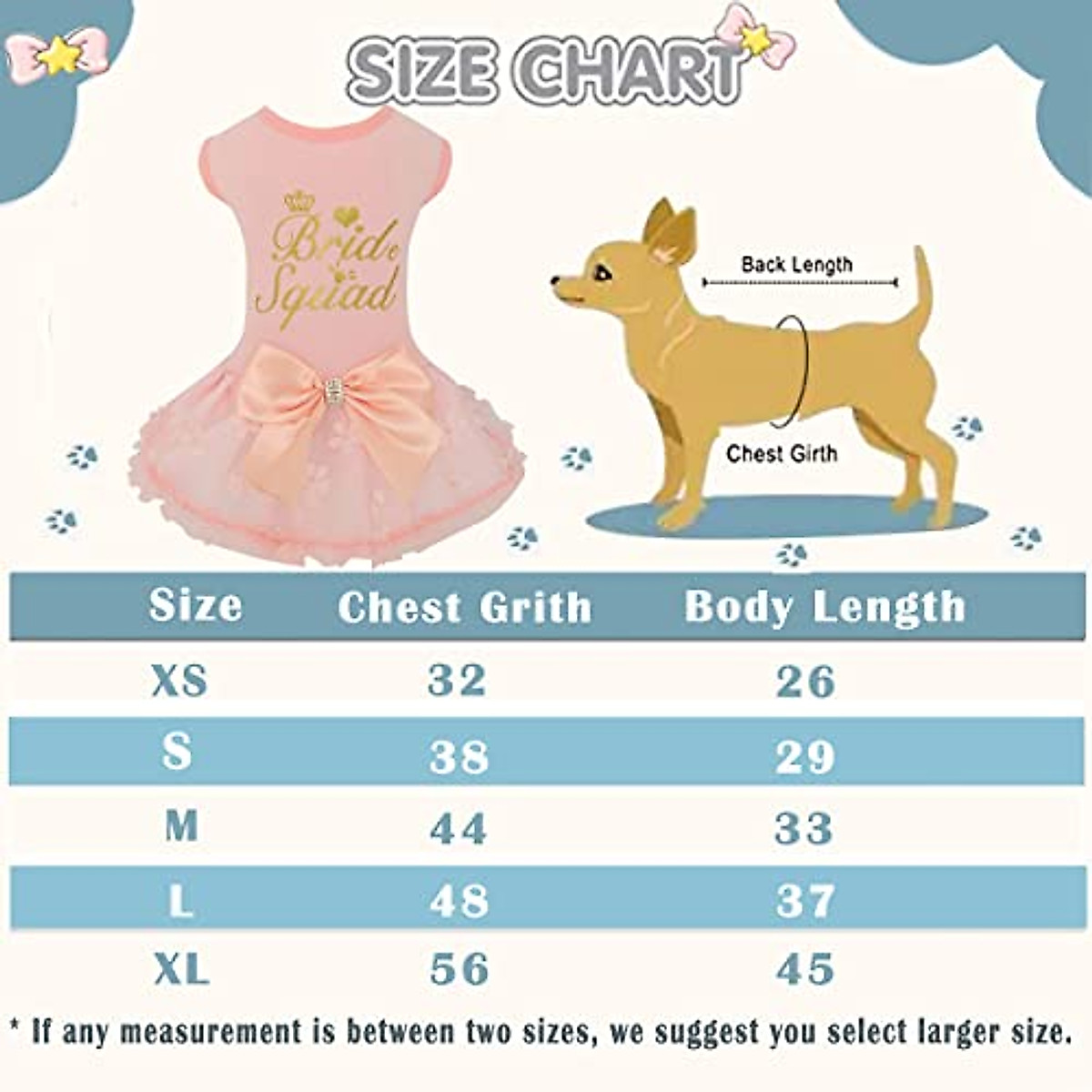Dog Cute Gold Glitter Dress Tutu Outfit Princess Skirt for Small Medium Girl Dogs Wedding Bride Birthday Party Photography (Bride Squad, S)