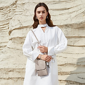 BOSTANTEN Vegan Leather Small Crossbody Bags for Women Designer Cell Phone Bag Wallet Purses Adjustable Strap Retro Grey