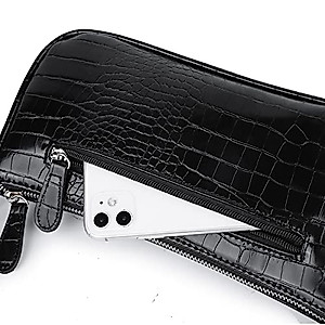 Shoulder Bags for Women, Retro Classic Tote HandBag Crocodile Pattern Clutch Purse with Zipper Closure