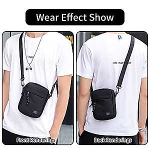 Vaupan Small Crossbody Bag Shoulder Bag For Men, Women Mini Messenger Bag Water Resistant Satchel Bag for Work Travel Business (Black)