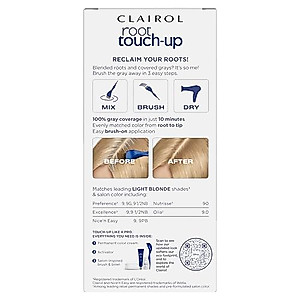 Clairol Root Touch-Up by Nice'n Easy Permanent Hair Dye, 9 Light Blonde Hair Color, Pack of 2