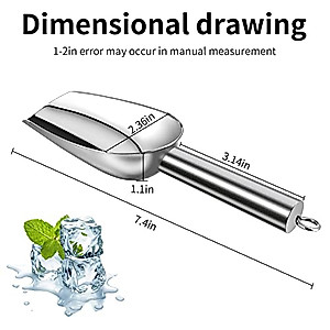 Metal Ice Scoop 5 Oz, 4 Pcak Stainless Steel Utility Scoop, Kitchen Ice Scooper for Ice Maker, Dishwasher Safe Kitchen Scoop for Weddings/Bar/Ice Bucket/Kitchen/Popcorn, Small Food Scoops