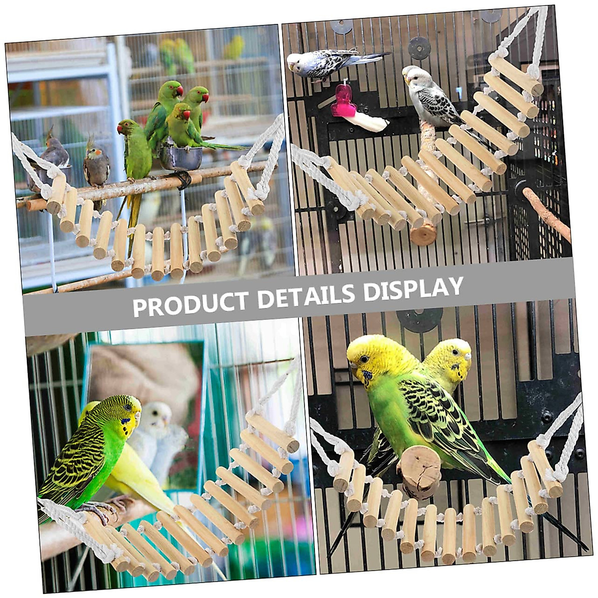 FRCOLOR 3pcs Wooden Climbing Ladder Turtle Platform Pet Ladder Bridge Wooden Reptile Ladder Bird Cage Ladder Hanging Bird Ladder Parakeet Wood Ladder Lizards Bridge Hamster Playing Large