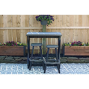 Leisure Accents Single Bar Set Includes 2 Barstools Deep Grey Top & Black Base Ideal for Patio Hot Tub Area Backyard Durable WeatherResistant Design Easy Nohardware Assembly Proudly Made in USA
