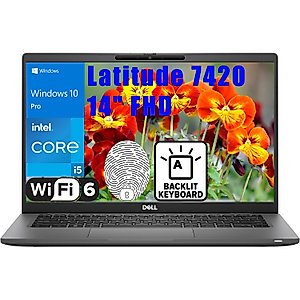 Dell Latitude 7420 14" FHD Business Laptop Computer, Intel Core i5-1145G7 (Beat i7-1065G7), 8GB LPDDR4X RAM, 512GB PCIe SSD, WiFi 6, Bluetooth 5.1, Backlit Keyboard, Fingerprint Reader, Windows 10 Pro