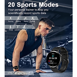 HOK Smart Watch 2023 Bluetooth Call & Text Receive/Dial Smartwatch for Android & iOS Phone with 1.32’ HD Screen Fitness Tracker with Heart Rate Sleep Monitor Pedometer Waterproof for Women Men（Black）