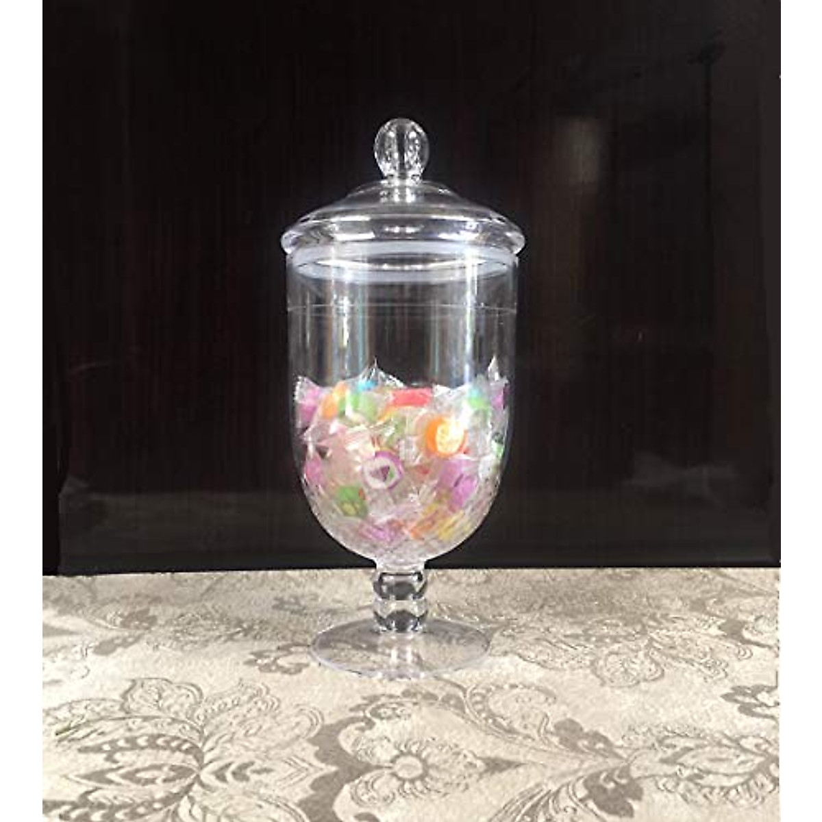 Bekmore Large Apothecary Jar with Airtight Lid in Premium Acrylic, Decorative Weddings Candy Buffet, Break-Resistant and BPA-Free, 55 Ounce