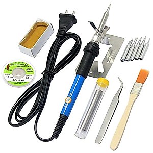 AideBench SPB2 Soldering Iron Station Kit adjustable Welder soldering Iron Kit 60W 12-in-1 5pcs Soldering Tips Desoldering Pump wire solder tweezers iron stand brush Portable Toolbox
