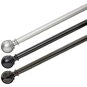 Amazon Basics 1-Inch Curtain Rod with Round Finials - 1-Pack, 72 to 144 Inch, Black