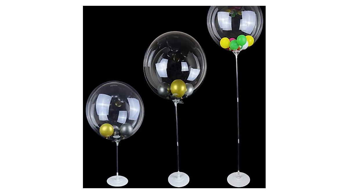 6 Set Balloon Column Kits, 43inch Tall Height Adjustable Reusable Clear ...
