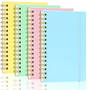 EOOUT 4 Pack Hardcover Spiral Notebook, Journal for Women, College Ruled, 80 Sheets/160 Pages, 5.83" x 8.5", for Work, School, Gifts (Candy Colors)