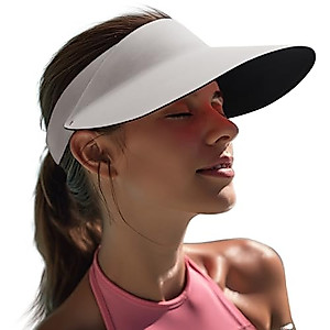 Women Wide Brimmed Non-Trace Ponytail Sunscreen Visor, Foldable Beach Sun Hat with UV Protection for Women Young Girls Light Gray