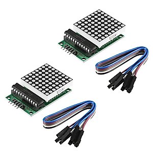 ACEIRMC 2PCS MAX7219 Dot Matrix Display Module Single-Chip Control LED Module DIY Kit for Arduino with 5pin Line (A)