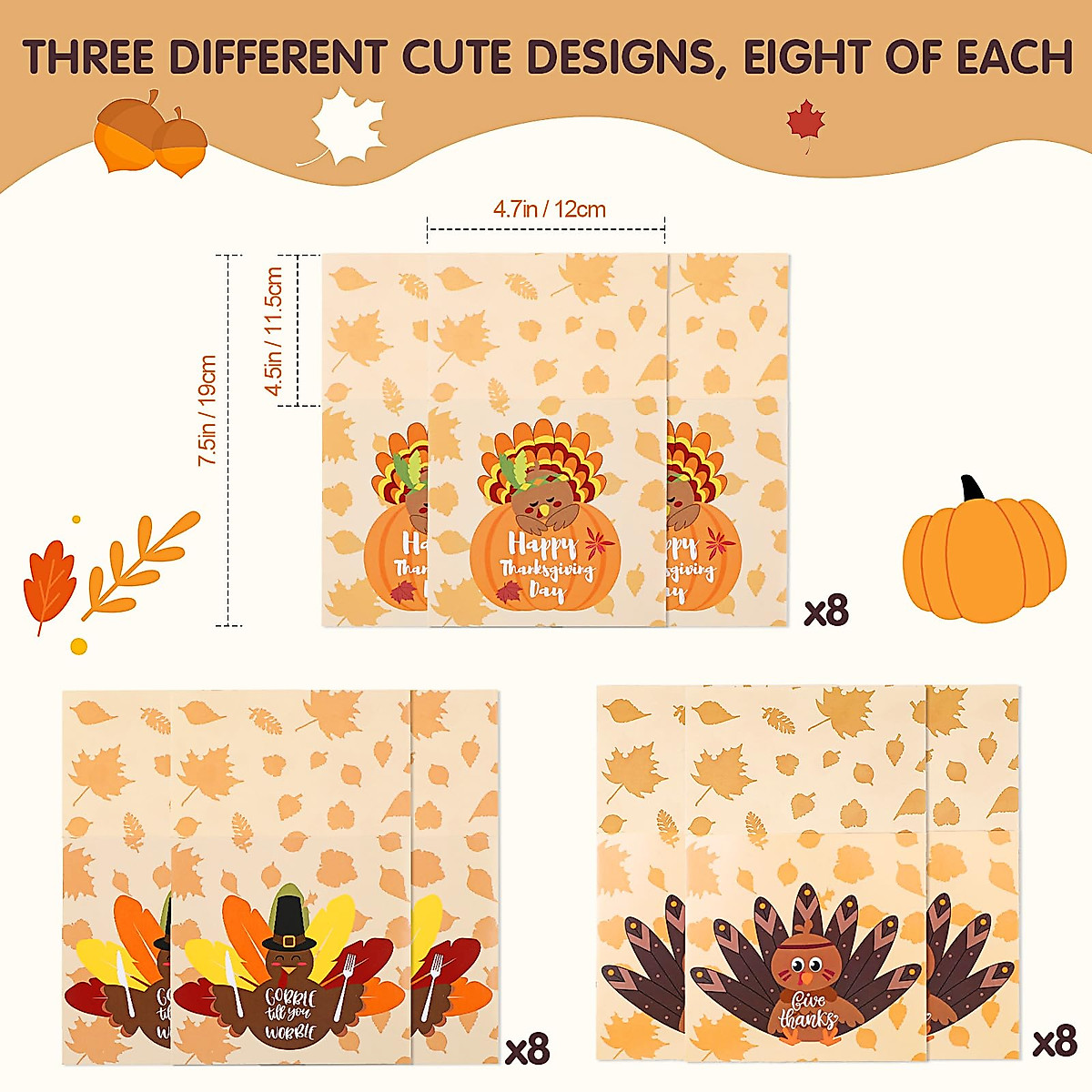 24 Pieces Thanksgiving Tableware Set Thanksgiving Place Setting Turkey Cutlery Holders Thank Giving Decoration Thanksgiving Cutlery Holder for Thanksgiving Turkey Utensil Decor, Autumn Harvest Party