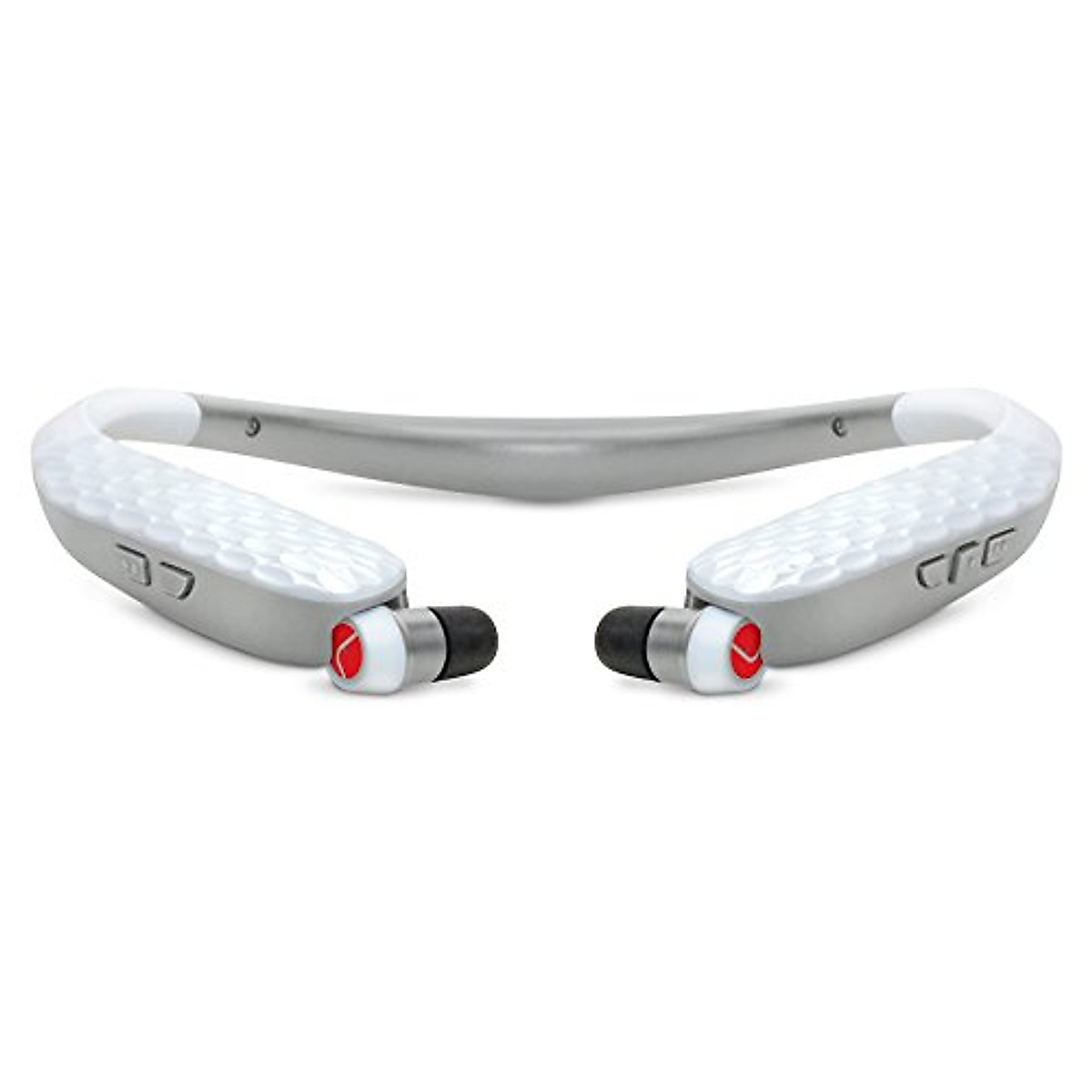 Lucid Audio HLT-NHE-BT-P Amped HearBand Sound Amplifying Bluetooth Neckband Earbud Headphones - White/Gray, Standard