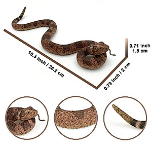 HOHAJIU Fake Snake Toy Realistic Rubber Snake Toy 10.3" Rattlesnake Figurine Scare Birds, Prank Props for Halloween Party, Gag Gift for April Fool's Day