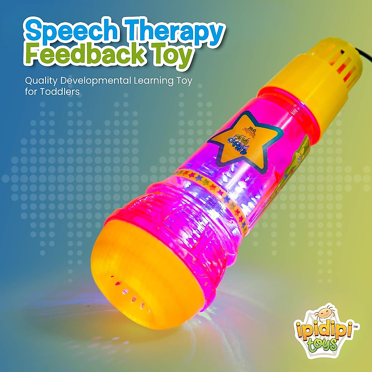 IPIDIPI TOYS Echo Microphone for Kids - Stocking Stuffers, Magic Microphone for Toddlers with Multicolored Flashing Light - Speech Therapy Toys and Retro Gift Mic Toy for Girls (Pink/Yellow)
