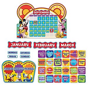 Eureka Mickey Mouse Classroom Calendar Teacher Supplies, 0.1'' x 18'' x 28'', 110pc