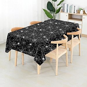 JHDZDHY 6 Pack Halloween Spiderweb Tablecloth,54" x 108" Rectangular Plastic Spider Web Table Cloth Large Size Halloween Table Covers for Home Decor Halloween Party Decorations (Halloween Spiderweb)