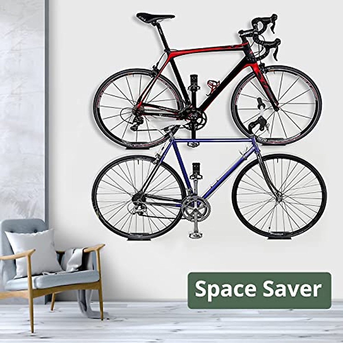 EYPINS Bike Wall Mount Set,Bicycle Storage Rack,Indoor Bike Storage,1Set Bike Hanger Bicycle Wall Mounts,Cycling Pedal Storage Stand,Horizontal Wall Mount Bike Rack