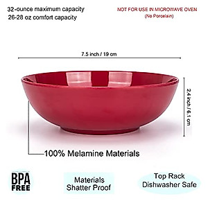 KOXIN-KARLU Melamine Bowls, 7.5-inch Pasta Bowls Salad Bowl, set of 6 in 6 Assorted Colors