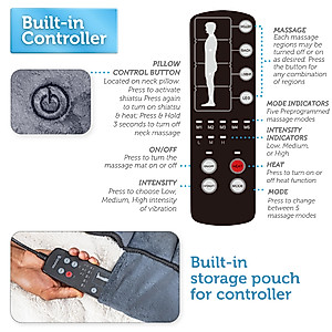 COMFIER Full Body Massage Mat with Movable Neck Pillow, 10 Vibrating Motors & 4 Heating Pads, Back Massager, Father's Day Gifts for Dad Men