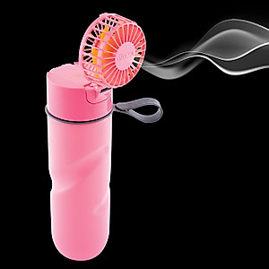 O2COOL Pink Sip Breezy Fan, 1 EA