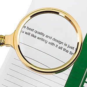 BASUNE 10X Handheld Magnifier, Reading Magnifier Loupe Glasses 10X with Rosewood Handle for Book and Newspaper Reading, Insect and Hobby Observation, Classroom Science (Metal Frame)