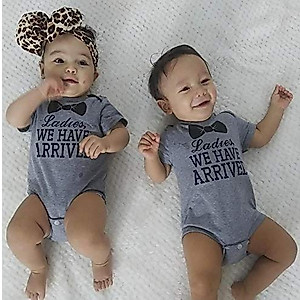 bakjuno Newbron Gentleman Rompers Baby Boy Bodysuits Cute Twins Romper (Gray02, 0-3 Months)