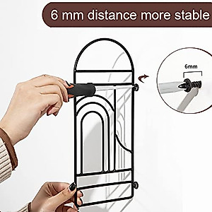 Sapowerntus Floating Shelves 2 Tier Wall Mounted with Hooks, Mid Century Modern Bathroom Kitchen Rustic Wood Hanging Shelf, Coffee Bar Display Storage Decor, Arched Geometry Bracket Design