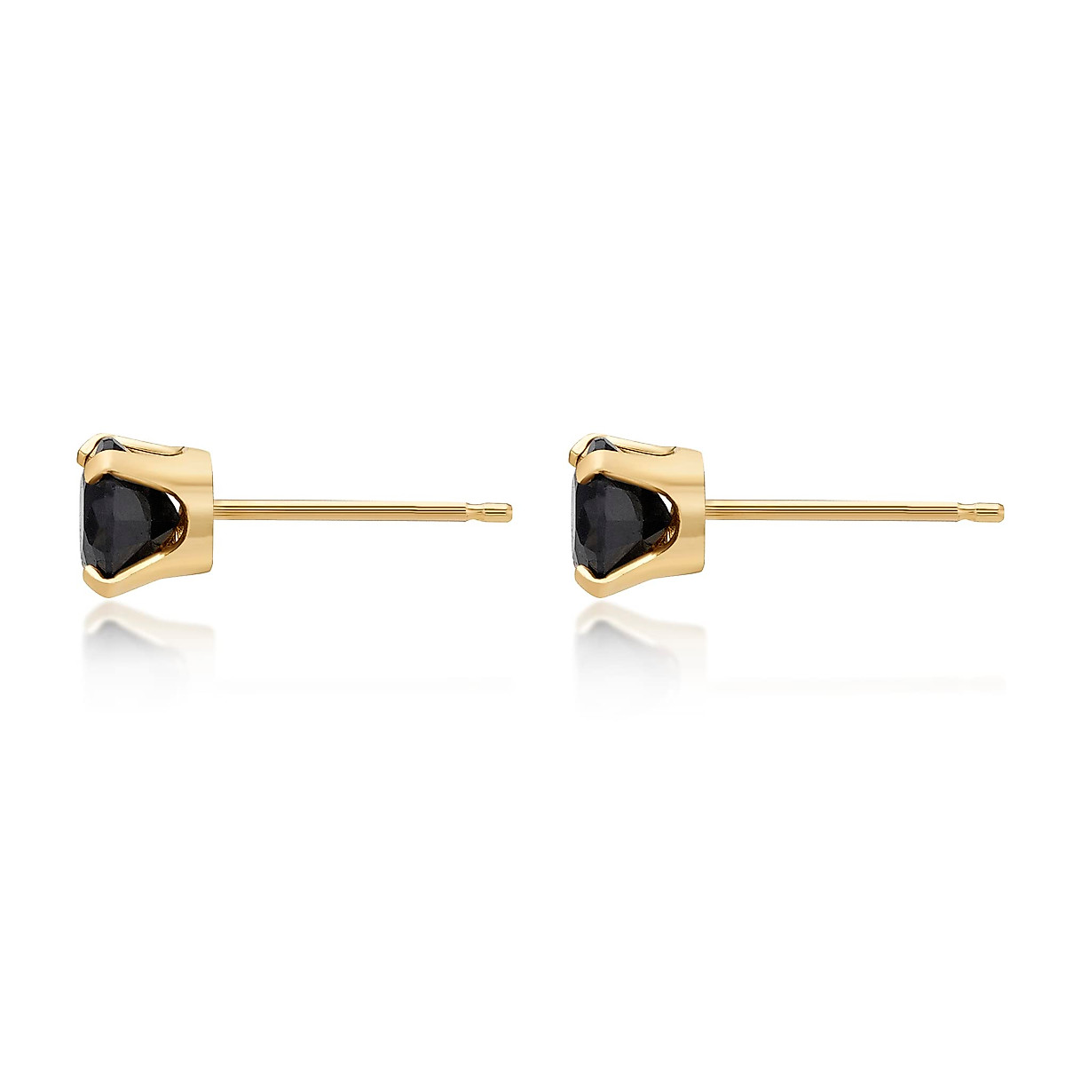 Natural Sapphire Round Stud Earrings for Women in 14k Yellow Gold with Push Back 5 mm by Lavari Jewelers