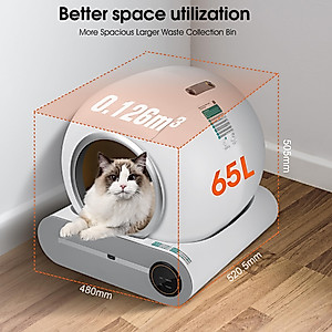 Automatic Smart Self-Cleaning Cat Litter Box,Automatic Cat Litter Cleaning Robot with 65L+9L Large Capacity/Smart Home App with Voice Control for Multiple Cats