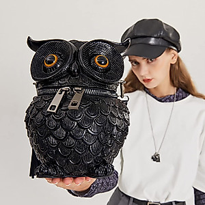zijingyiran 3D Owl Embossed Shoulder Bag Creative Punk Female Bag Messenger Bag Original Animal Tassel Handbag 2021 New (Golden)