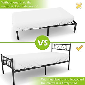 Twin Bed Frames Black for Boys Teenagers Adult, Single Platform Steel Bed Frame with Storage Girls Twin Size Beds Mattress Foundation Metal Slats Support with Headboard Footboard No Box Spring Needed