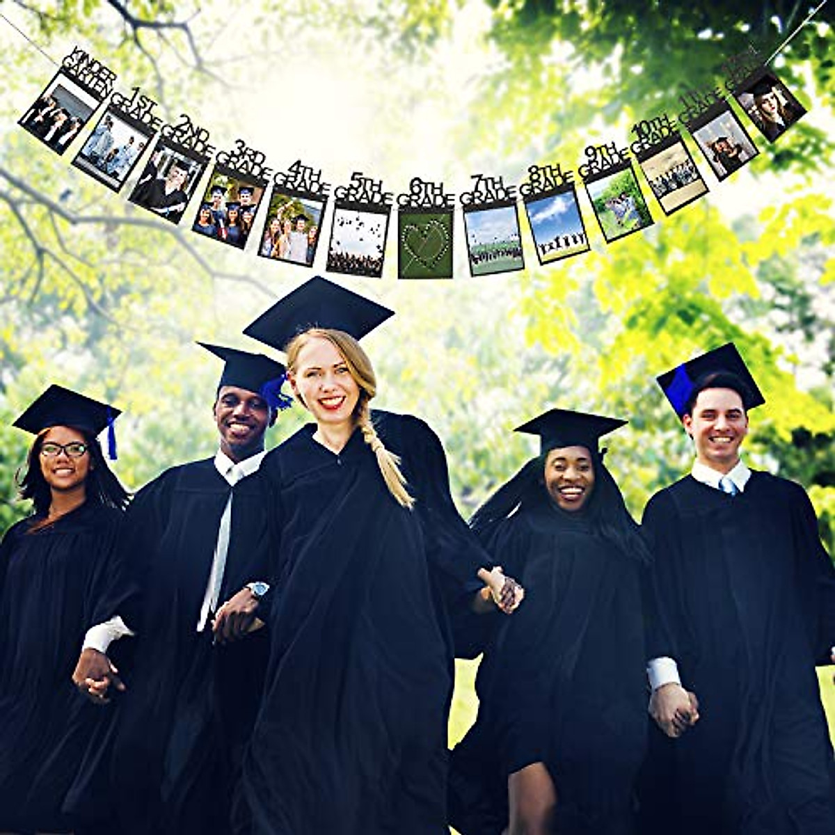INNORU Graduation Photo Banner, Black 1st - 12th Grade Banner Congrats Graduate Sign - Grad Photo Props Decorations Supplies
