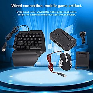 One-Handed RGB Gaming Keyboard Mouse and Converter Combo, Wired 39 Keys LED Backlit Keyboard, 6 Keys Gaming Mouse and Converter Set for PS4, for Switch and PC(Black)
