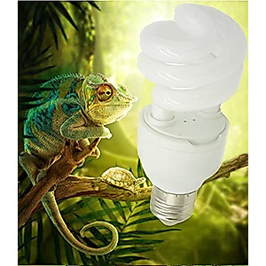 PTCCTV UVB Reptile Light Bulb 5.0 Turtle Lamp Energy Saving Compact Fluorescent Bulbs for Tropical Rainforest Amphibians Pet aquarium Fish Lizard Snake,E27 Screw (UVB5.0 13W)