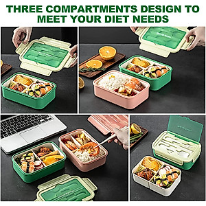 Supplim Bento Box for Adults and Kids - 1400ML Bento Lunch Box With Spoon & Knife & Fork,Leakproof 3 Compartment Lunch Food Storage Containers for Men Women