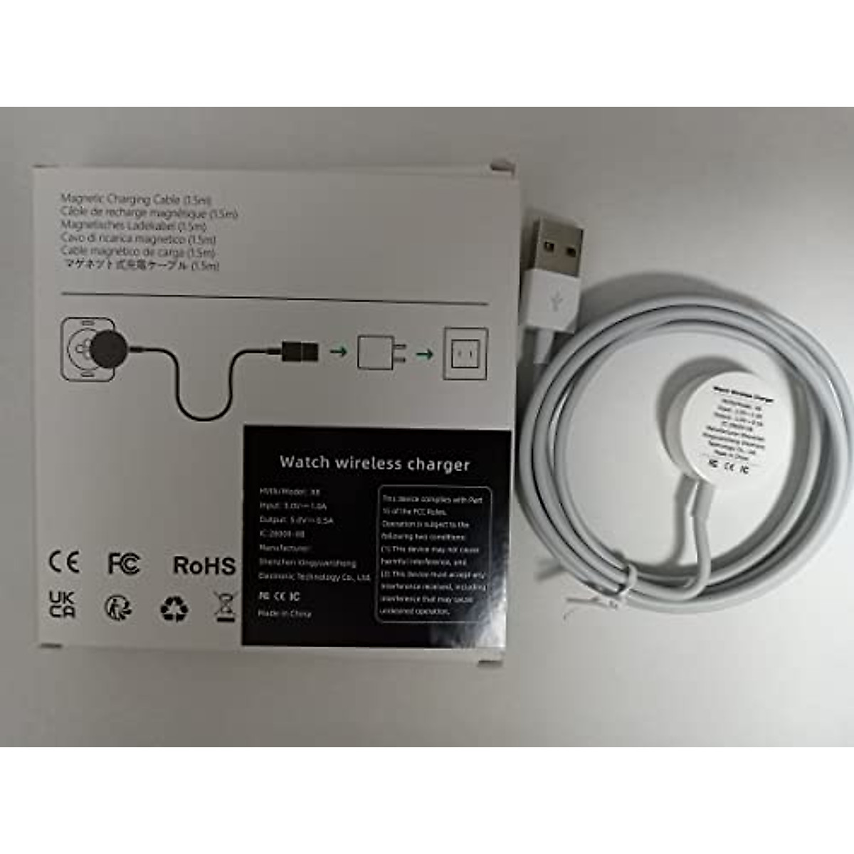 Upgrade Watch Charger 5.0 ft /1.5 m for iWatch Portable Wireless Charging Cable Compatible with Apple Watch Series SE/8/7/6/5/4/3/2/1