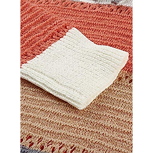 BLENCOT Women's Fall Hoodies Color Block Pullover Sweaters Warm Casual Loose Knitted Hooded Sweatshirts Tops Clothing Gray XL