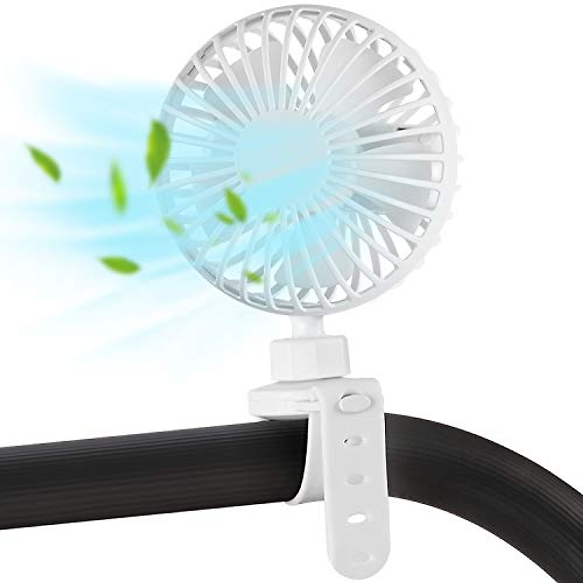 INNOLV Stroller Fan Clip on for Baby, Battery Operated Fans Portable Mini Handheld with Battery Powered and Flexible Silicon Strap,3 Speeds Personal Fan for Car Seat,Bike/Camping(White)