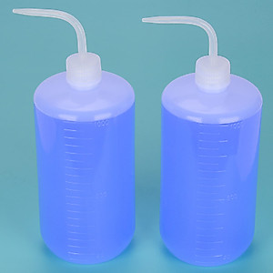 FunChem Chemical Wash Bottle, 2-Pack Plastic Lab Squeeze Washing Bottle with Clear Graduations, LDPE, Narrow Mouth (1000 mL)