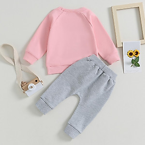 FIOMVA Daddys Girl Baby Clothes Toddler Sweatshirt Pants Outfit Fall Winter Long Sleeve Top Clothes Infant 2 Piece Set (D Daddy's Little Girl Pink, 0-6 Months)